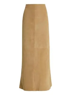 THE ROW Danas Suede Maxi Wrap Skirt - Neutral