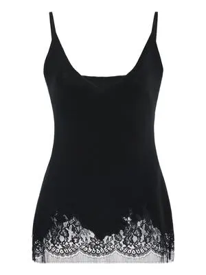 THE ROW Makka Lace-trimmed Silk Top - Black
