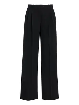 THE ROW Virgil Pleated Wool Trousers - Black