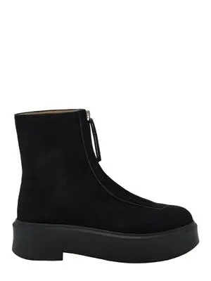 THE ROW Zipped Suede Boots - Black