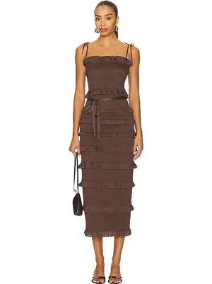 V. CHAPMAN Lily Midi Dress - Chocolate