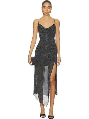 Alice + Olivia Harmony Embellished Midi Dress With Slit - Black