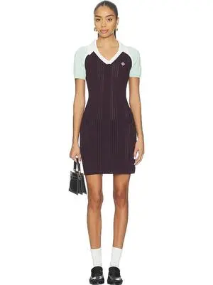 Casablanca Sporty Ribbed Polo Dress - Aubergine