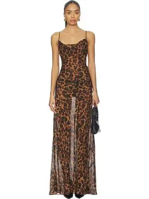 L'Agence Christine Dress - Brown Multi Amur Leopard