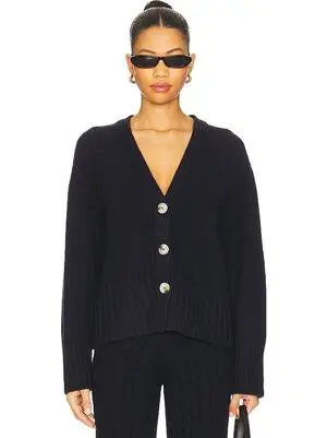 Soft Goat V-Neck Cashmere Cardigan Navy