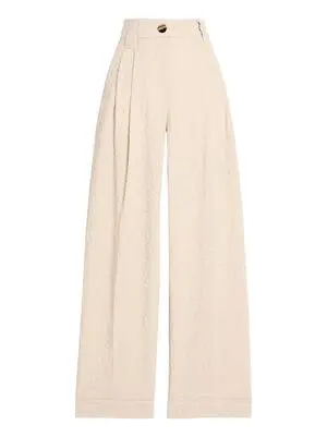 GANNI Cloqué Wide-leg Pants - Ecru