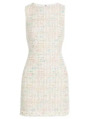 Alice + Olivia Clyde Floral-appliquéd Tweed Mini Dress - Ecru