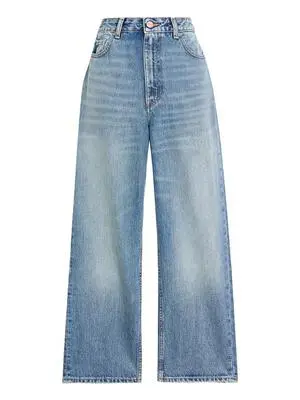 GANNI Cropped High-rise Straight-leg Jeans - Mid Denim