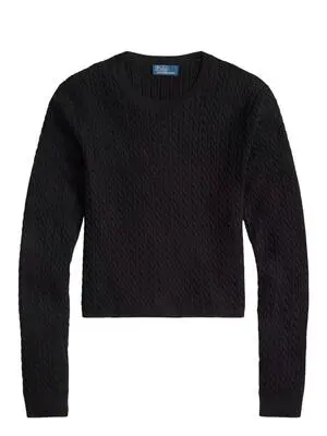Polo Ralph Lauren Cable-knit Cropped Sweater - Black