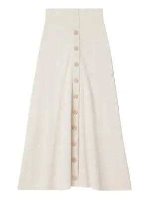 Zimmermann Cotton-trimmed Ribbed-knit Midi Skirt - Off-white