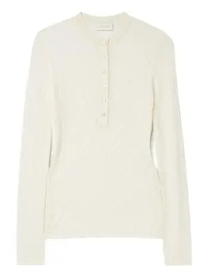 Zimmermann Pointelle-knit Lyocell-blend Top - Off-white