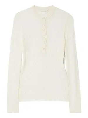 Zimmermann Pointelle-knit Lyocell-blend Top White