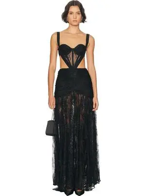 PatBO Laila Lace Cut Out Gown - Black
