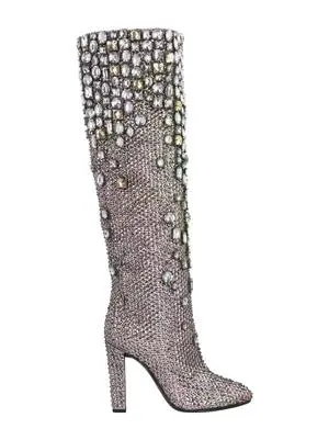 Alberta Ferretti Rhinestone-appliqué Boots - Silver