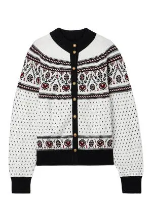 Khaite Marc Fair Isle Cashmere Cardigan - White