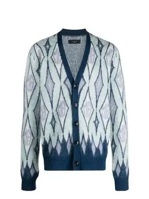 Amiri Argyle Mohair Cardigan - Blue