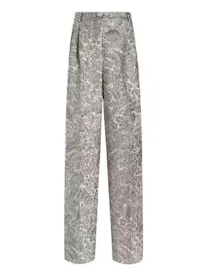 Dolce & Gabbana Floral-jacquard Lamé Trousers - Silver