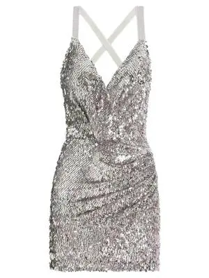 Dolce & Gabbana Sequin Crossover Dress - Silver