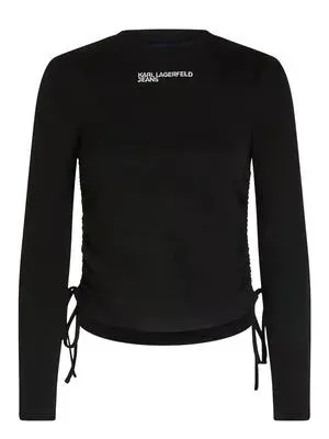 Karl Lagerfeld Ruched Ribbed Top - Black