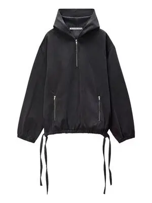 Alexander Wang Half-zip Hoodie With Drawstring Waist - Black