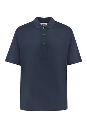 Alpha Studio Buttoned Short-sleeve Polo Shirt - Blue