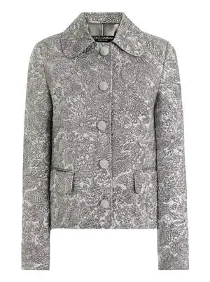 Dolce & Gabbana Floral Jacquard Single-breasted Jacket - Silver