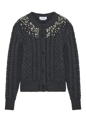 ALEXANDER MCQUEEN Wool-Cashmere Embellished Cardigan