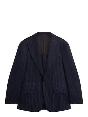Dunhill Merino Wool Chalkstripe Bourdon Blazer - Navy
