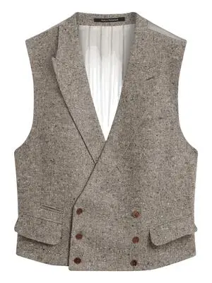 Dunhill Wool Donegal Tweed Double-breasted Waistcoat - Grey