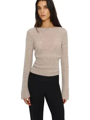 REFORMATION Soren Sheer Alpaca Sweater Top Barley