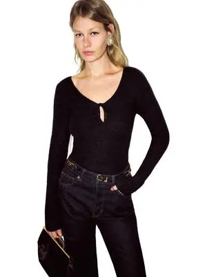 REFORMATION Aimee Fine Alpaca Sweater - Black