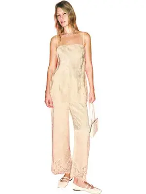 REFORMATION Carolina Lace Pant Ivory Jacquard
