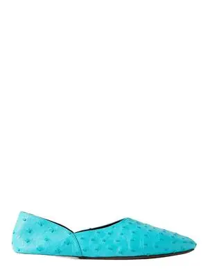 Khaite Jane Ostrich Leather Flats - Blue