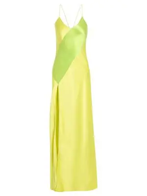 Michelle Mason Silk-satin Gown - Lime Green