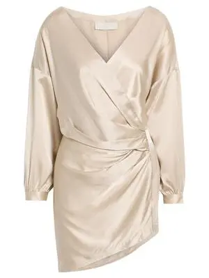 MICHELLE MASON Wrap-Effect Silk-Satin Mini Dress