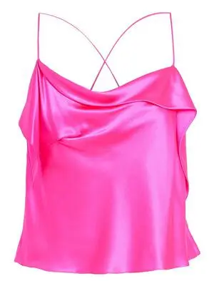 Michelle Mason Draped Silksatin Camisole - Bright Pink
