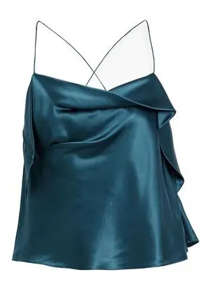 Michelle Mason Draped Silksatin Camisole - Petrol