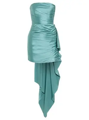 MICHELLE MASON Strapless Draped Silk-Satin Mini Dress