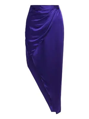 Michelle Mason Asymmetric Wrap-effect Silk-satin Midi Skirt - Purple