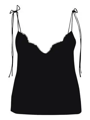 Valentino Garavani Lace-trimmed Silk Cami Top - Nero