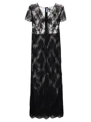 Prada Lace Short-sleeve Dress - Black