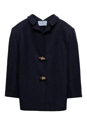 Prada Wool Jewel-button Coat - Blue
