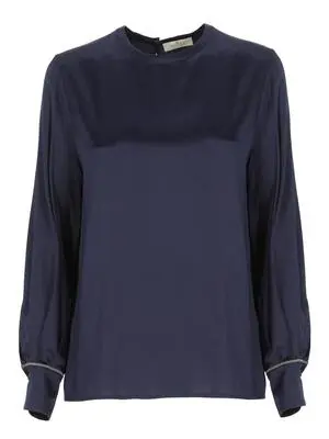 PANICALE Blouse Silk Top - Blue