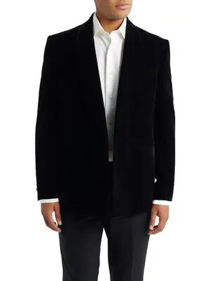 JACK VICTOR Ellis Double Breasted Super 130s Wool Blend Velvet Dinner Jacket - Black