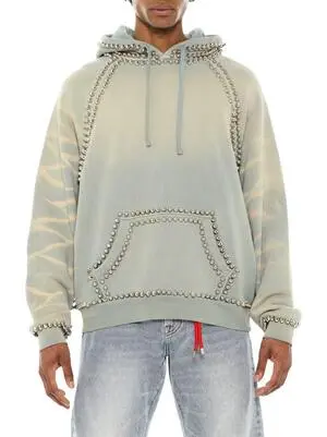 CULT OF INDIVIDUALITY Studded Two-tone Fleece Hoodie - Smog