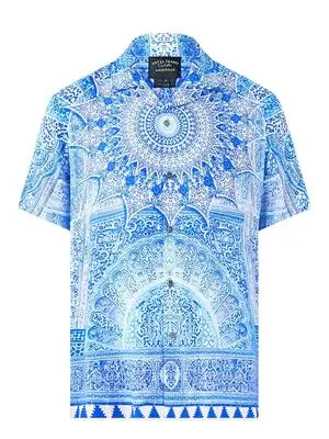 Camilla Short Sleeve Camp Collared Shirt - The Bosphorous