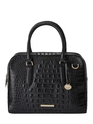 Brahmin Croc Embossed Leather Satchel - Black Alden Road