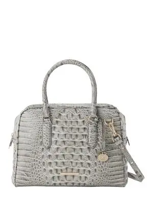 Brahmin Croc Embossed Leather Satchel - Dove Alden Road