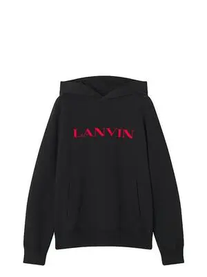 LANVIN Embroidered Cotton Hoodie - Black