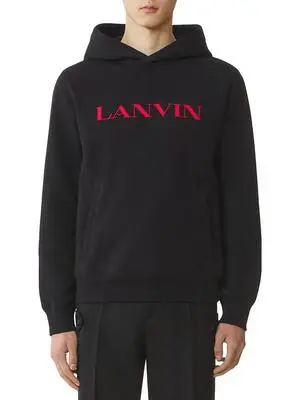LANVIN Embroidered Cotton Hoodie - Black